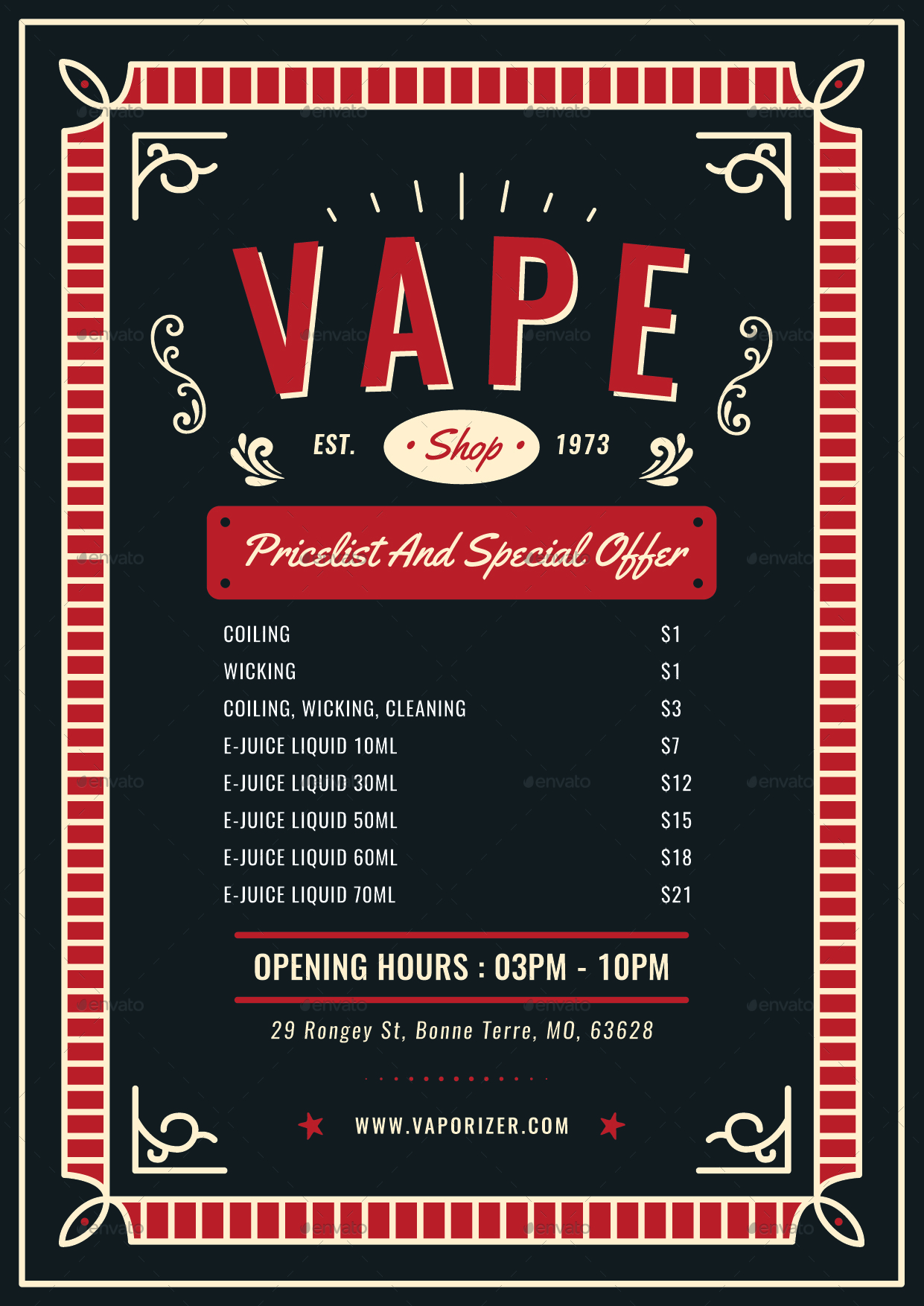 Vape Shop Flyer Menu, Print Templates | GraphicRiver