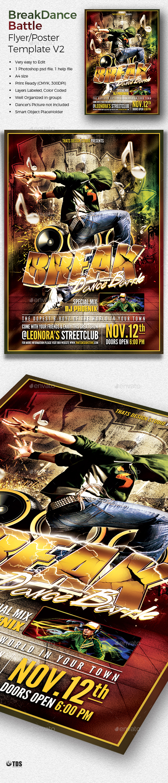 Break Dance Battle Flyer Template V2 by lou606 | GraphicRiver