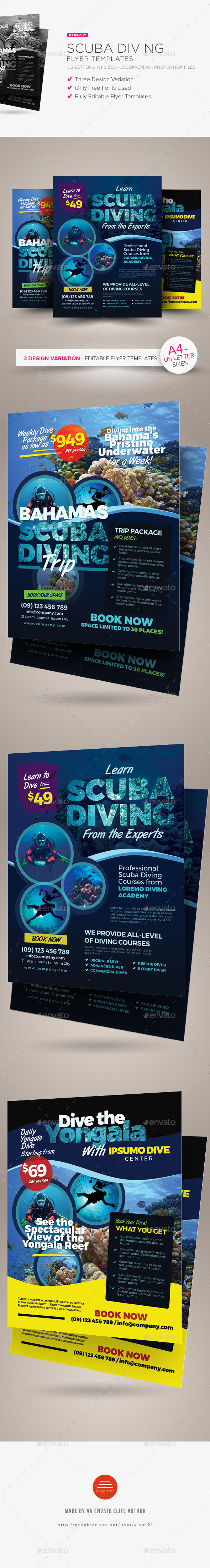 Scuba Diving Flyer Templates by kinzi21 | GraphicRiver