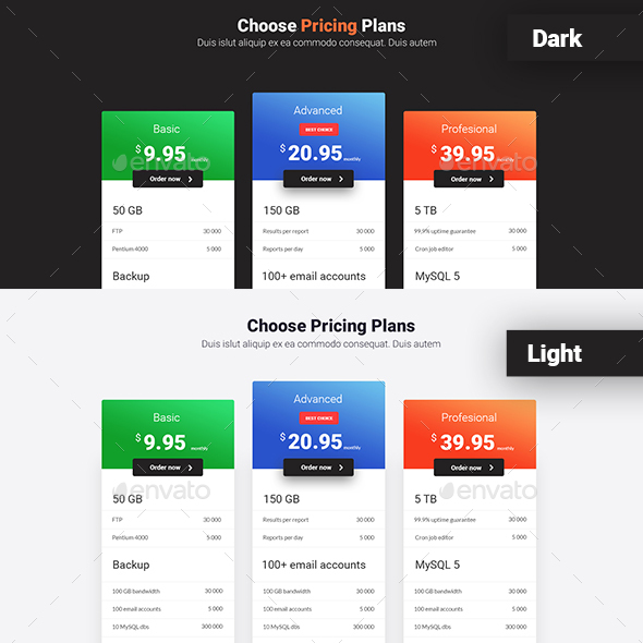 Gradients, Flat, Pricing Tables, Web Elements | GraphicRiver