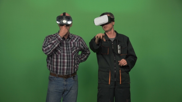 Two Men Putting on VR Headsets, Stock Footage | VideoHive
