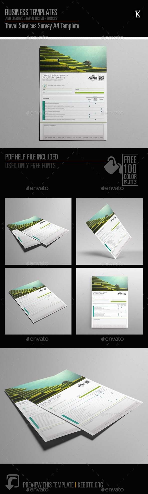 Travel Services Survey A4 Template by Keboto | GraphicRiver