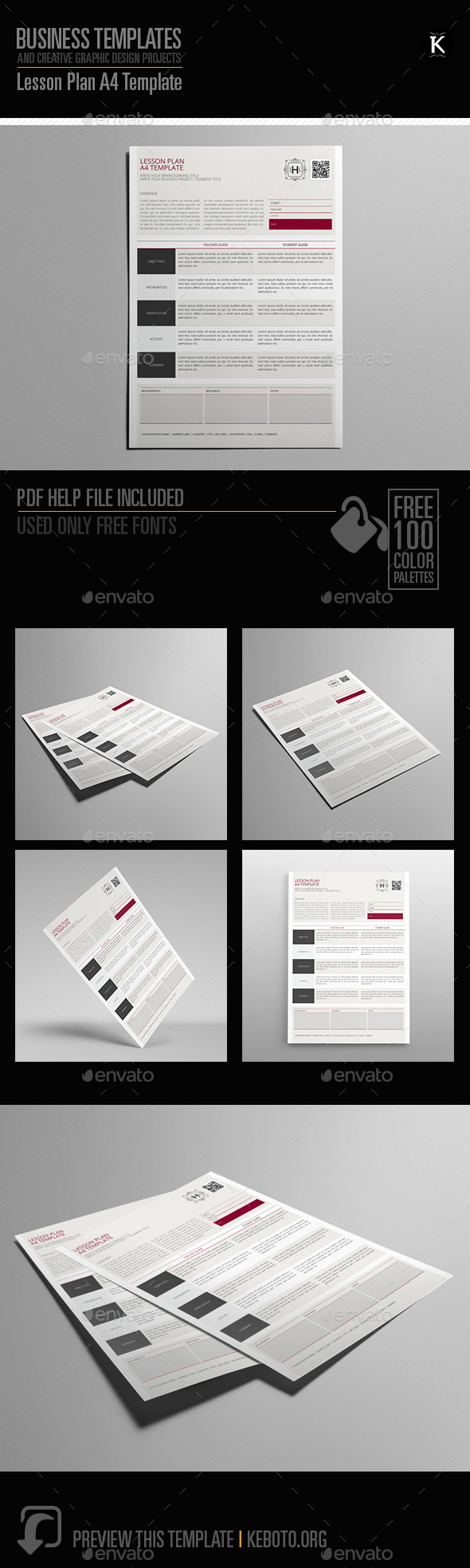 Lesson Plan A4 Template by Keboto | GraphicRiver