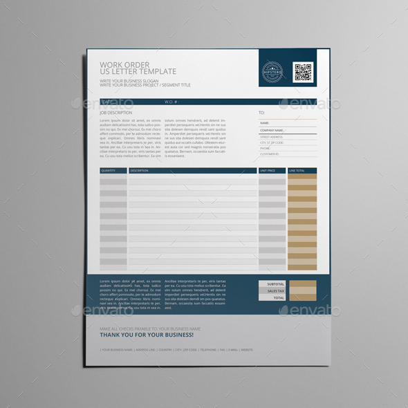 Work Order US Letter Template by Keboto | GraphicRiver