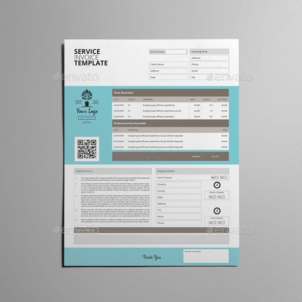 Service Invoice Template US Letter by Keboto | GraphicRiver