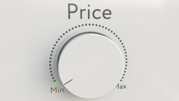Turning White Hi-tech Knob with Price Inscription From Minimum To ...