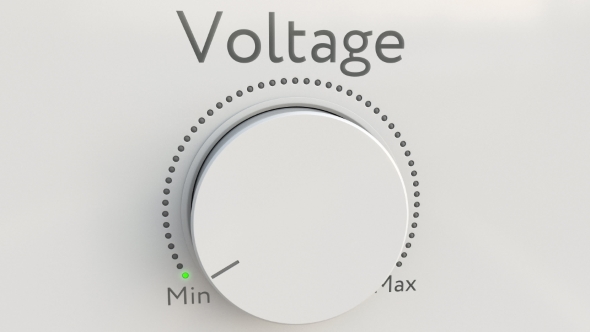 Turning White Hi-tech Knob with Voltage Inscription From Minimum To ...