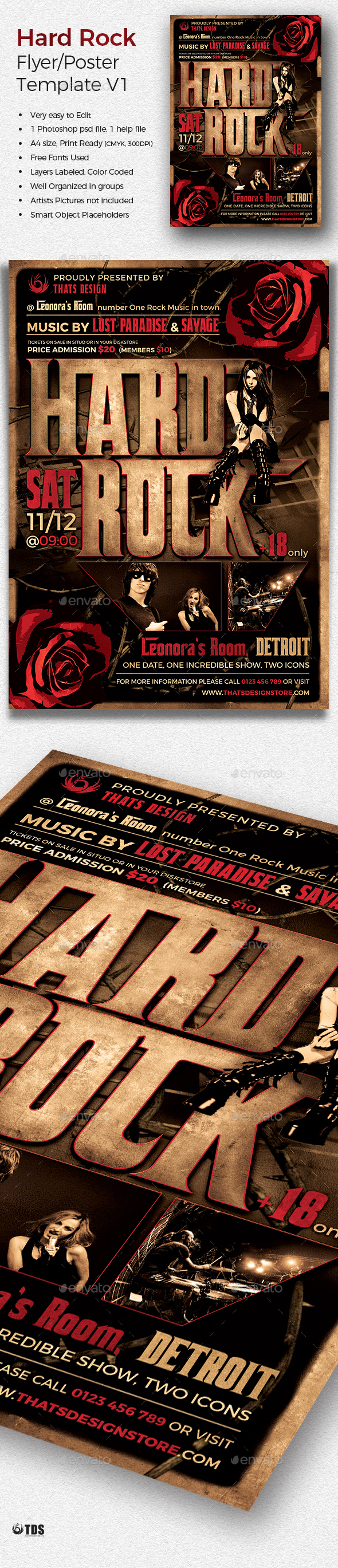 Hard Rock Flyer Template V1 by lou606 | GraphicRiver
