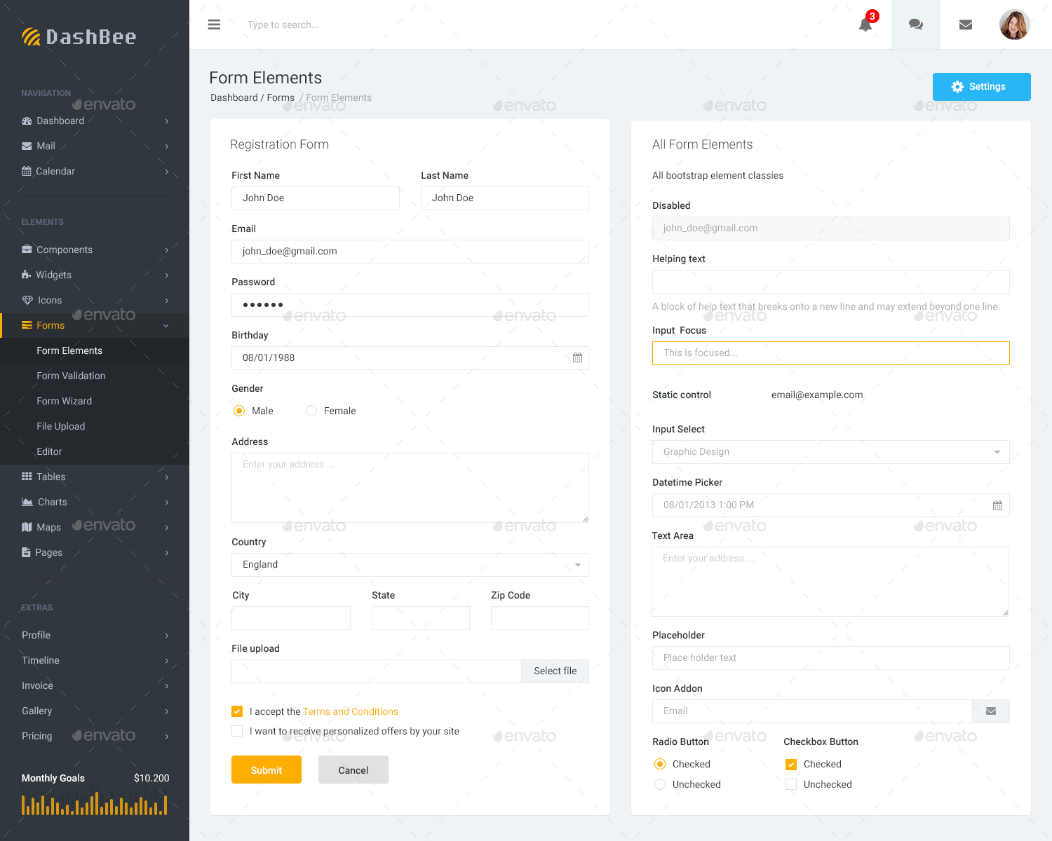 DashBee - Dashboard UI Kit, Web Elements | GraphicRiver