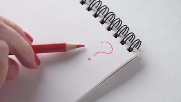 Hand Writing Red Pencil Question Mark, Stock Footage | VideoHive