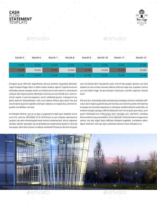 Cash Flow Statement Template US Letter by Keboto | GraphicRiver