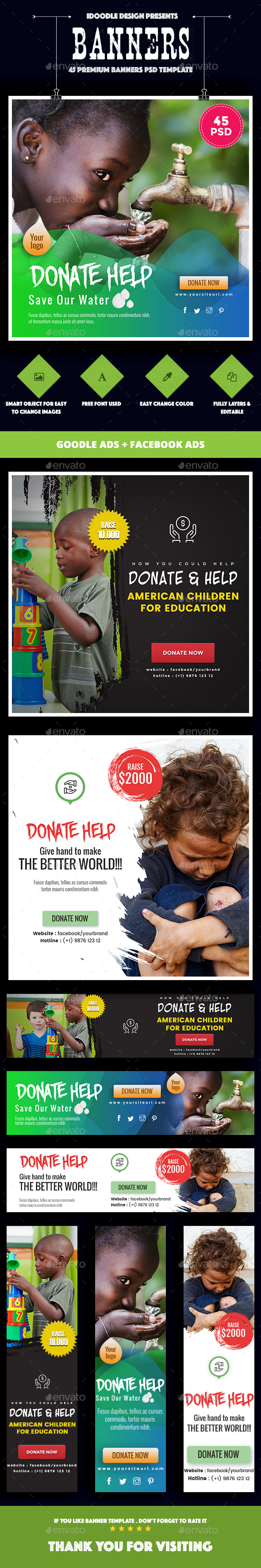 Bundle - Nonprofit - NGO, Charity/Fundraising Banner Ads [45 PSD] by ...