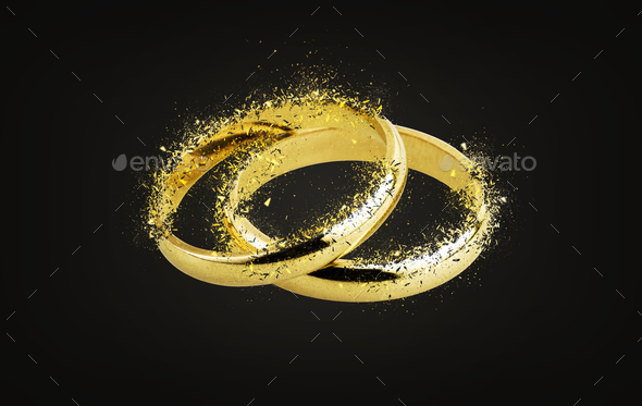 Old wedding rings Shattering Stock Photo by pbombaert | PhotoDune