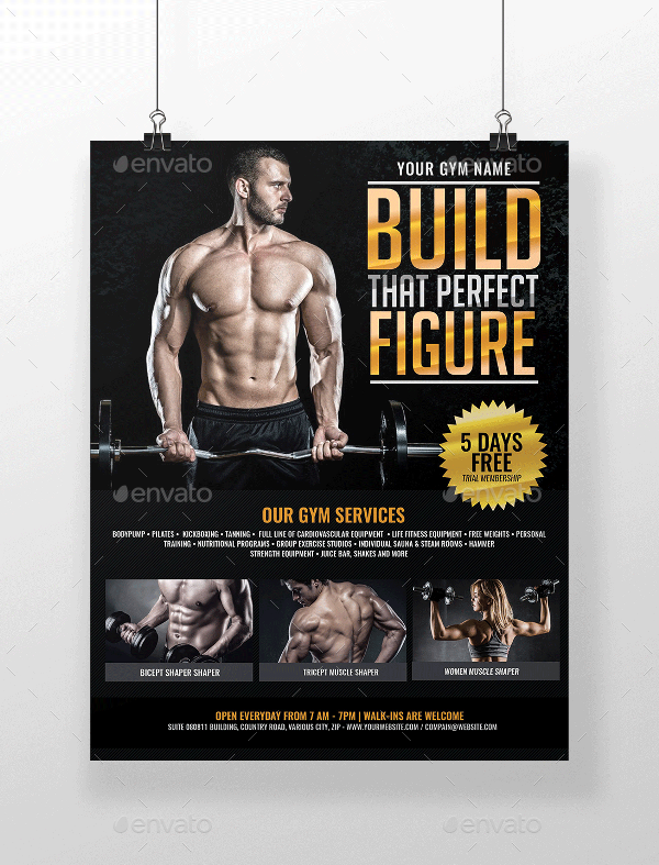 Gym Body Building Fitness Services Poster, Print Templates | GraphicRiver