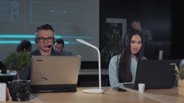 People Working in Call Center at Night, Stock Footage | VideoHive