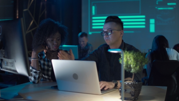 Man and Woman Working at Laptop, Stock Footage | VideoHive