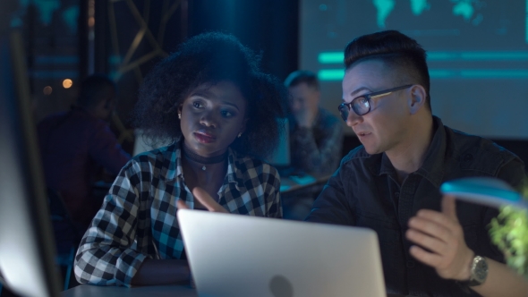 Man and Woman Working at Desktop Computer, Stock Footage | VideoHive