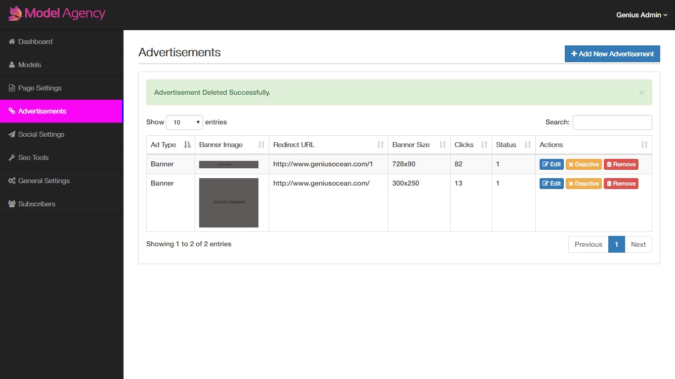 Model - Dynamic Model Agency Portfolio and Management System by GeniusOcean