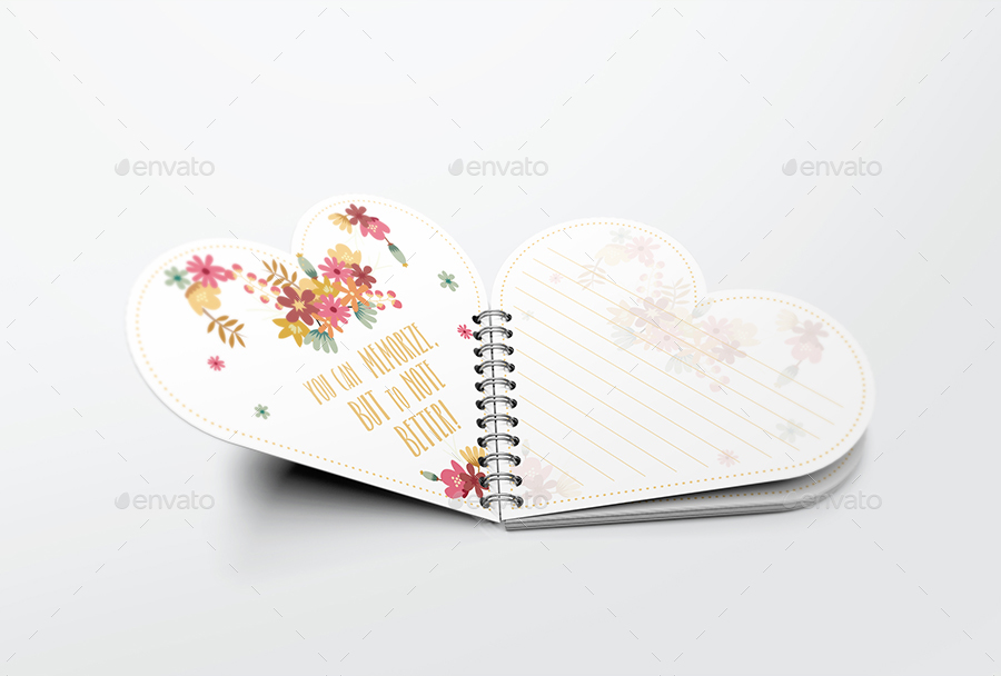 Heart Shape Notebook Mockups, Graphics | GraphicRiver