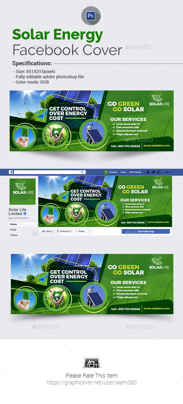 Solar Energy Facebook Cover by aam360 | GraphicRiver