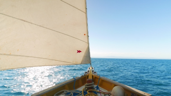 Look at the Front of the Sail Boat on the Sea, Stock Footage | VideoHive