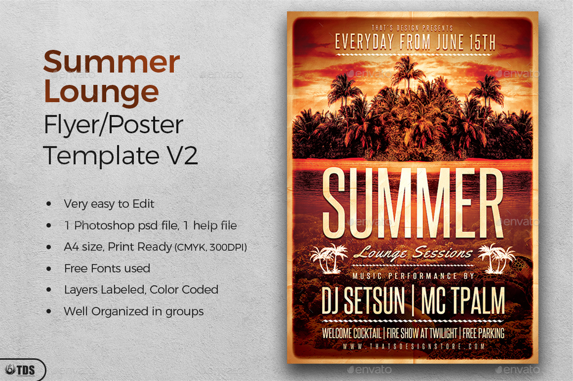 Summer Lounge Flyer Template V2 by lou606 | GraphicRiver