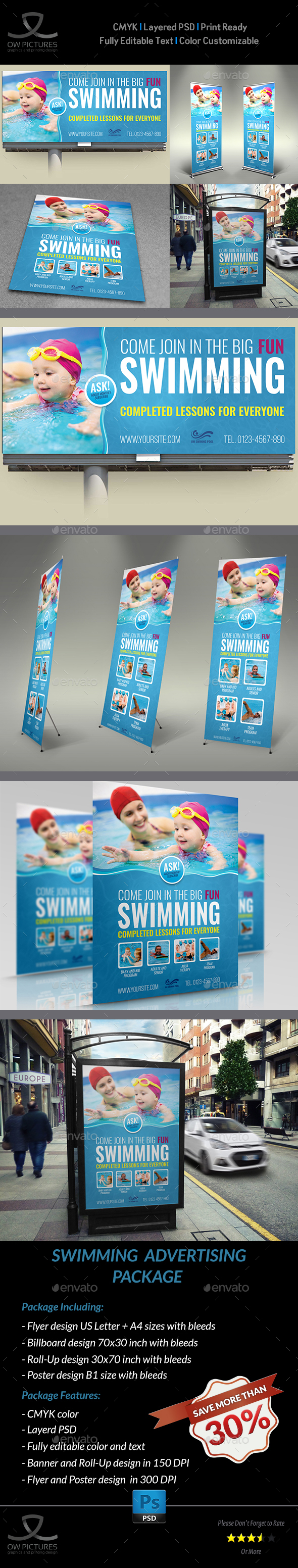 Swimming Advertising Bundle by OWPictures | GraphicRiver