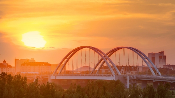 Sunset Above the Bridge, Stock Footage | VideoHive