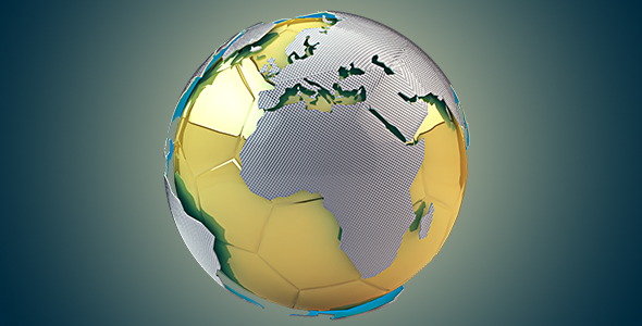 Golden Soccer Football Earth Planet, Motion Graphics | VideoHive