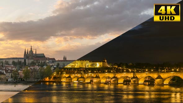 Charles Bridge Day to Night, Stock Footage | VideoHive