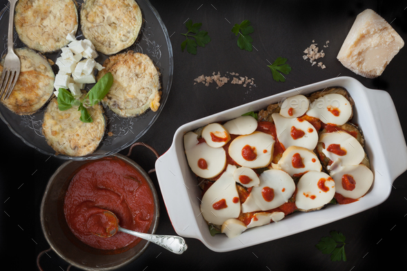 Scamorza Cheese Layer In Parmigiana Recipe Stock Photo by ...