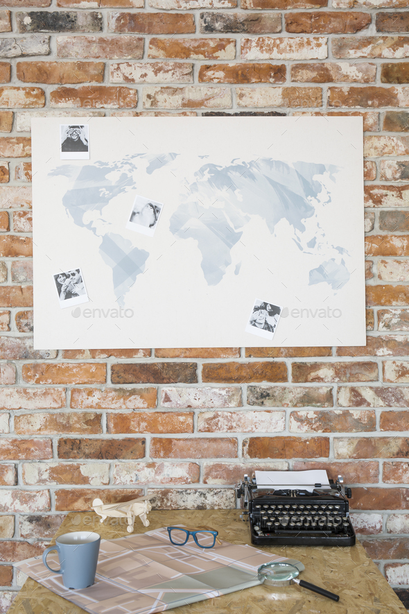 Map on a brick wall Stock Photo by bialasiewicz | PhotoDune