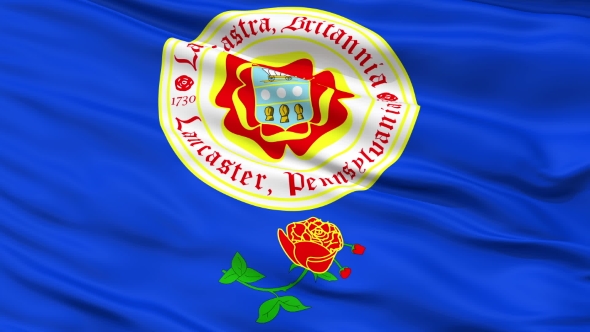 Waving National Flag of Lancaster City, Pennsylvania, Motion Graphics