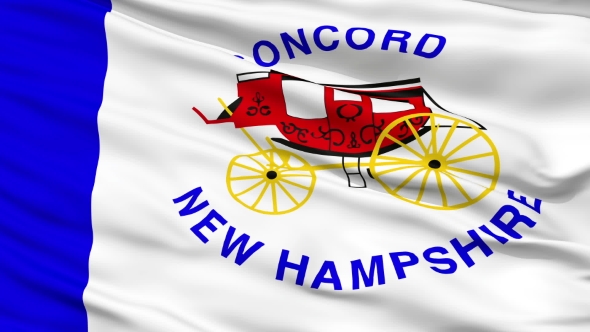 Waving National Flag of Concord City, New Hampshire, Motion Graphics