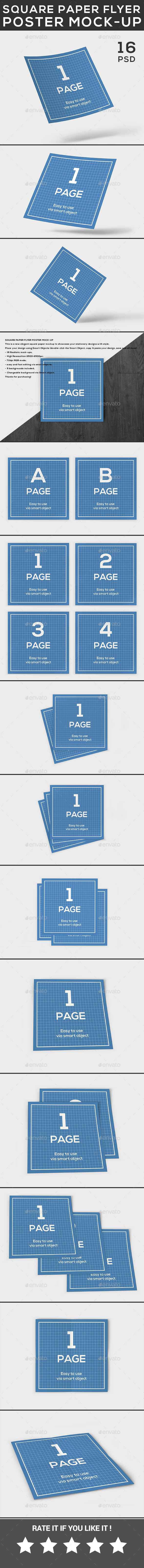 Square Paper Flyer Poster Mock-Up by 3background | GraphicRiver