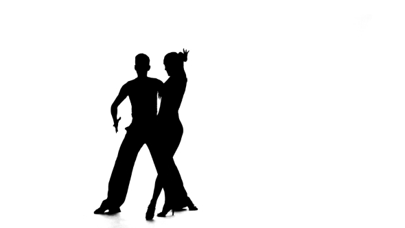 Dance Element From the Rumba, Silhouette Couple Ballroom. White ...