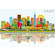 Cairo Skyline with Color Buildings, Blue Sky and Reflections, Vectors