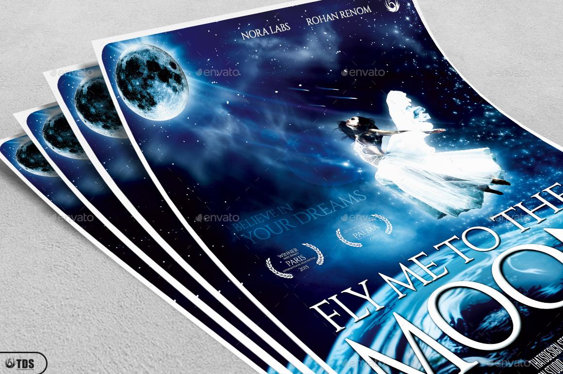 Fly Me to the Moon Movie Poster Template by lou606 | GraphicRiver
