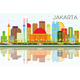Jakarta Skyline with Color Buildings, Blue Sky and Reflections, Vectors