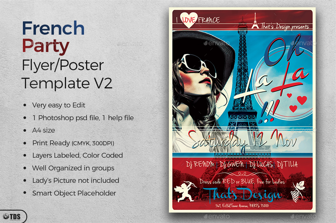 French Party Flyer Template V2 by lou606 | GraphicRiver