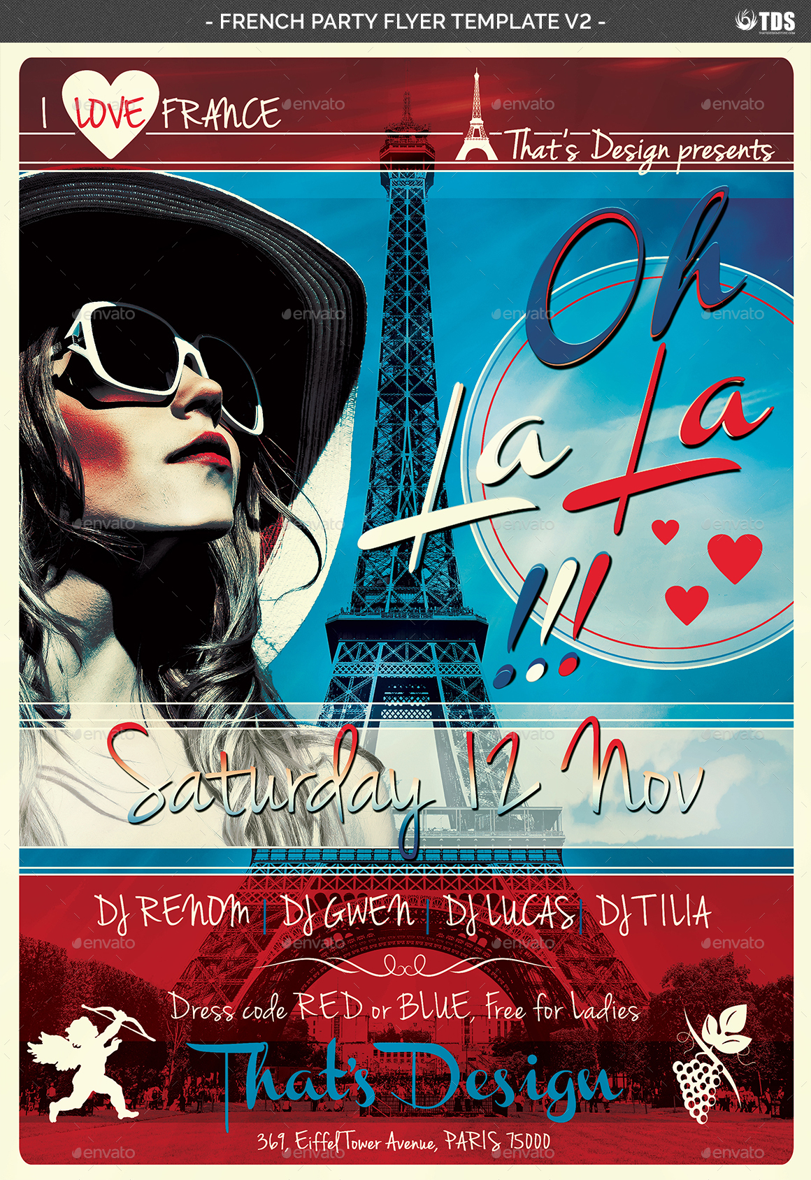 French Party Flyer Template V2 by lou606 | GraphicRiver