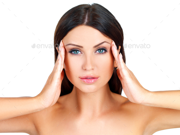 Beautiful woman massaging her temples Stock Photo by Daniel_Dash ...