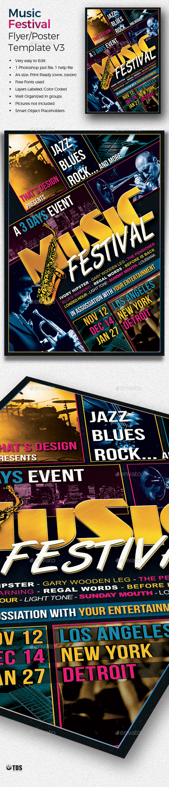 Music Festival Flyer Template V3 by lou606 | GraphicRiver