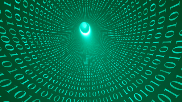 Green Internet Connection Tunnel With Binary Codes Fast Camera Travel ...