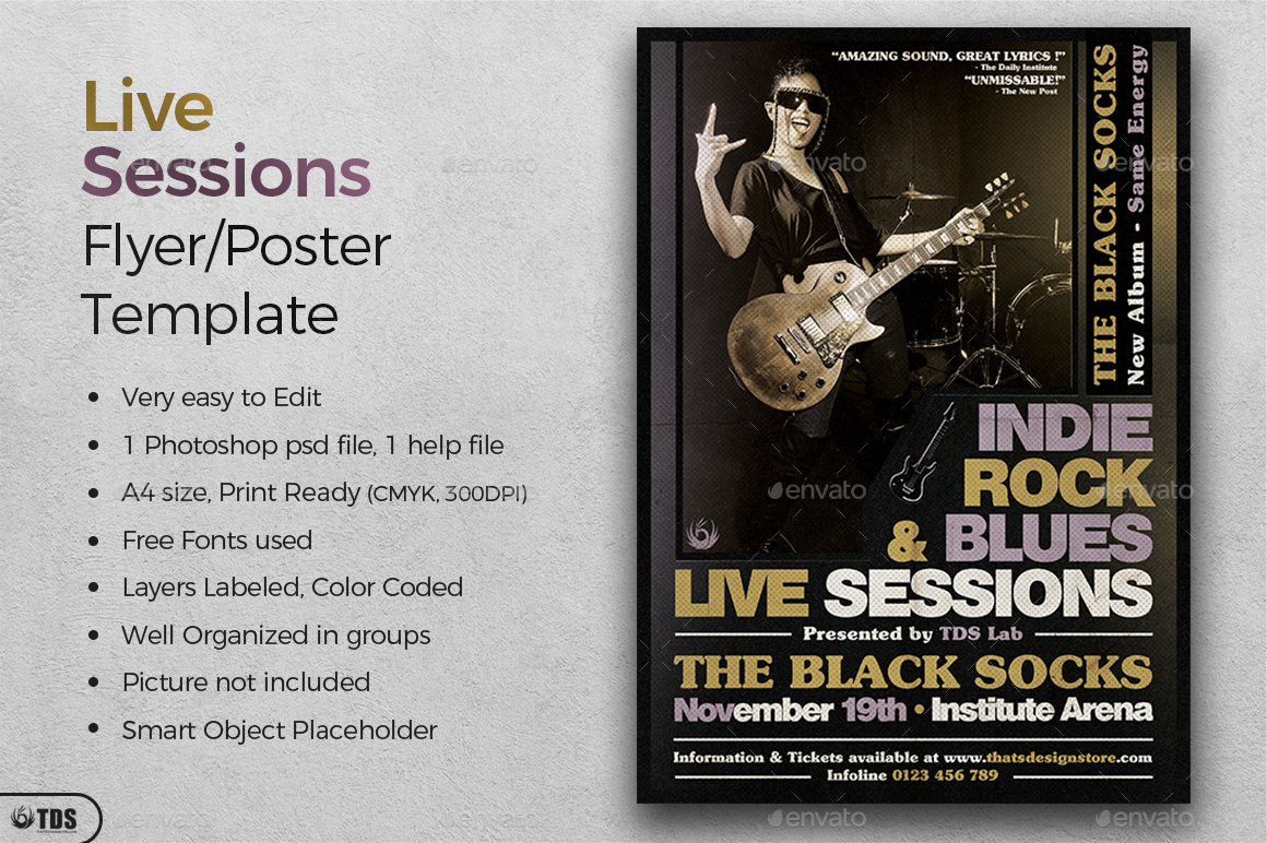 Live Sessions Flyer Template by ThatsDesign | GraphicRiver
