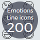 200 Emotions line icons, Icons | GraphicRiver
