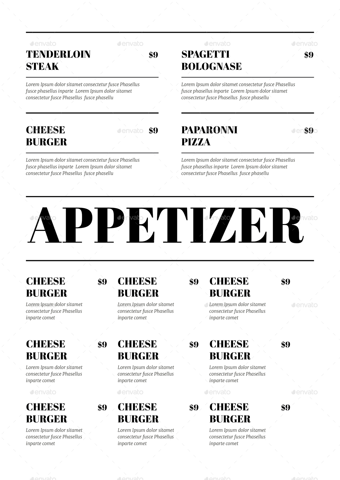 Newspaper Style Food Menus, Print Templates | GraphicRiver