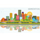 Edmonton Skyline with Color Buildings, Blue Sky and Reflections, Vectors
