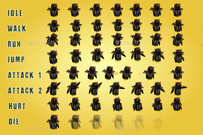 Ghosts 2D Game Character Sprite Sheet, Game Assets | GraphicRiver