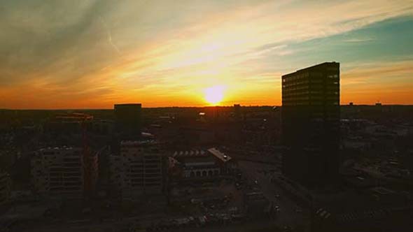 Aarhus Skyline Panorama At Sunset, Stock Footage | VideoHive